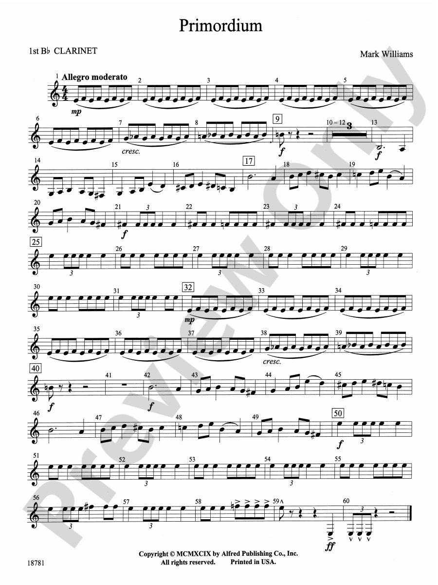 Primordium: 1st B-flat Clarinet: 1st B-flat Clarinet Part - Digital ...