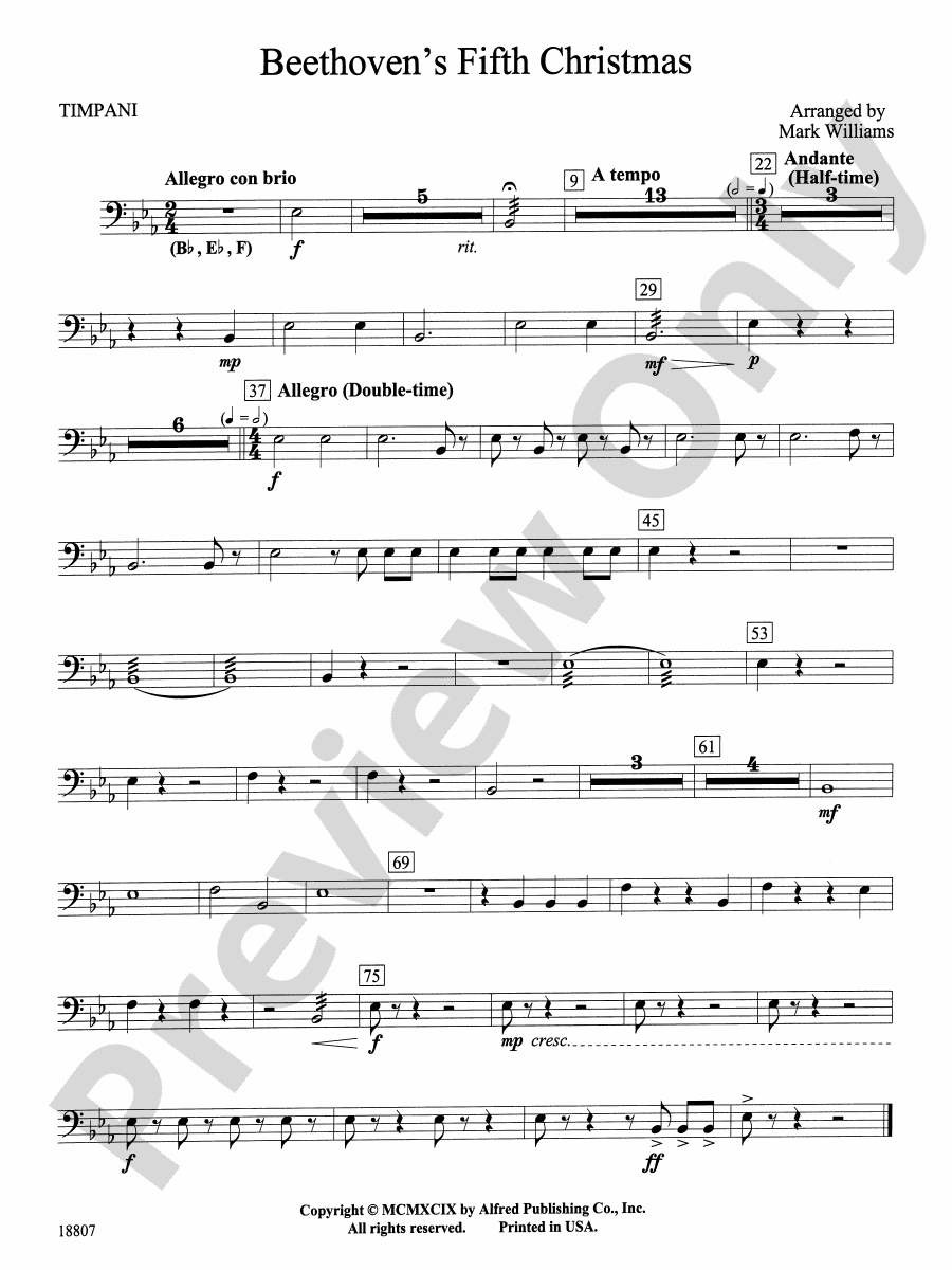 Beethoven's Fifth Christmas: Timpani: Timpani Part - Digital Sheet Music Download