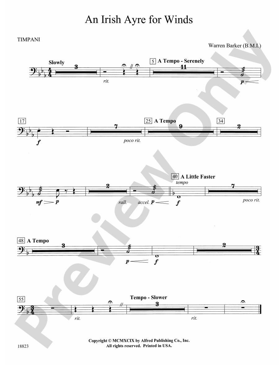 Irish Ayre for Winds: Timpani: Timpani Part - Digital Sheet Music Download