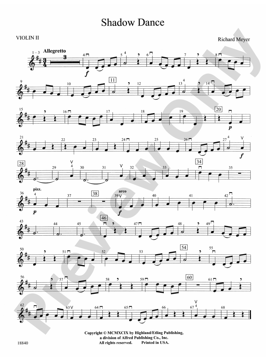 Shadow Dance: 2nd Violin: 2nd Violin Part - Digital Sheet Music Download