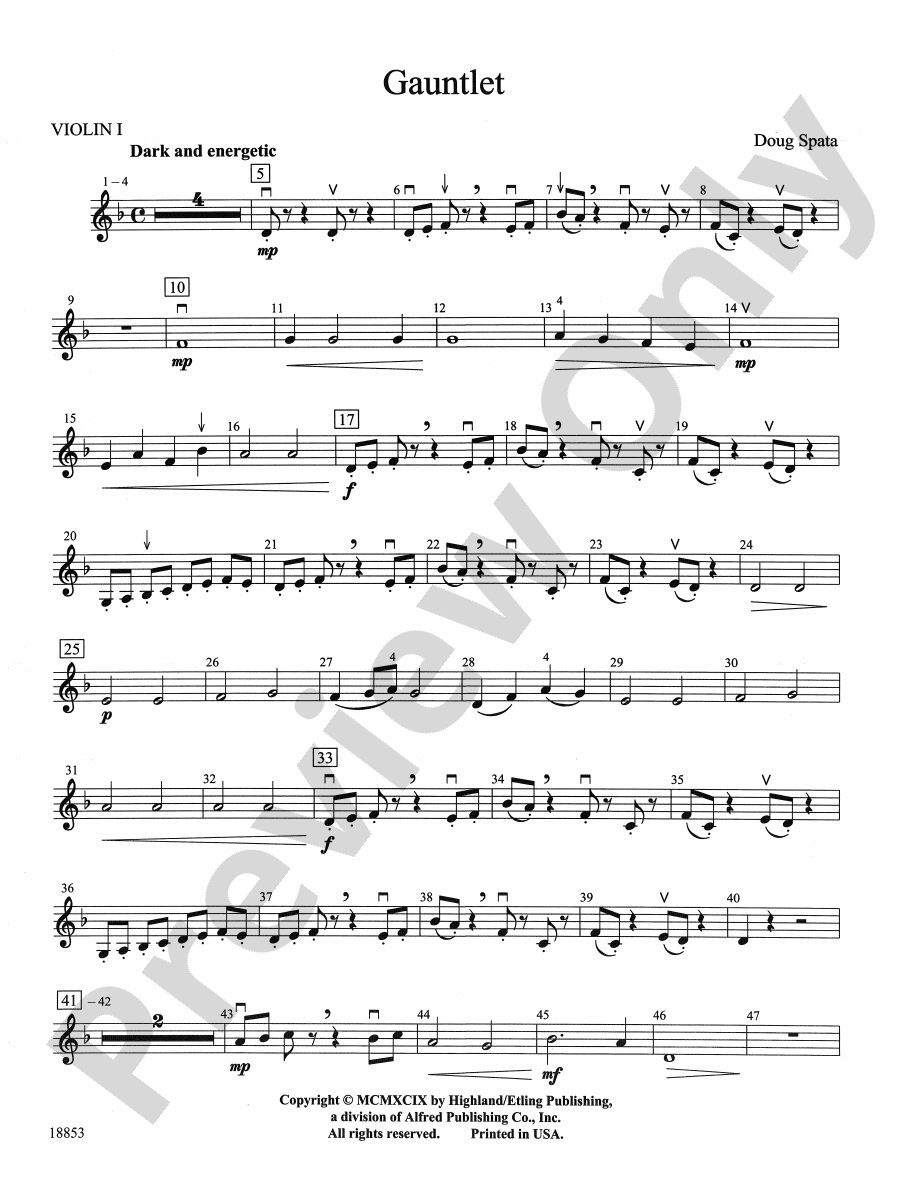Gauntlet: 1st Violin: 1st Violin Part - Digital Sheet Music Download