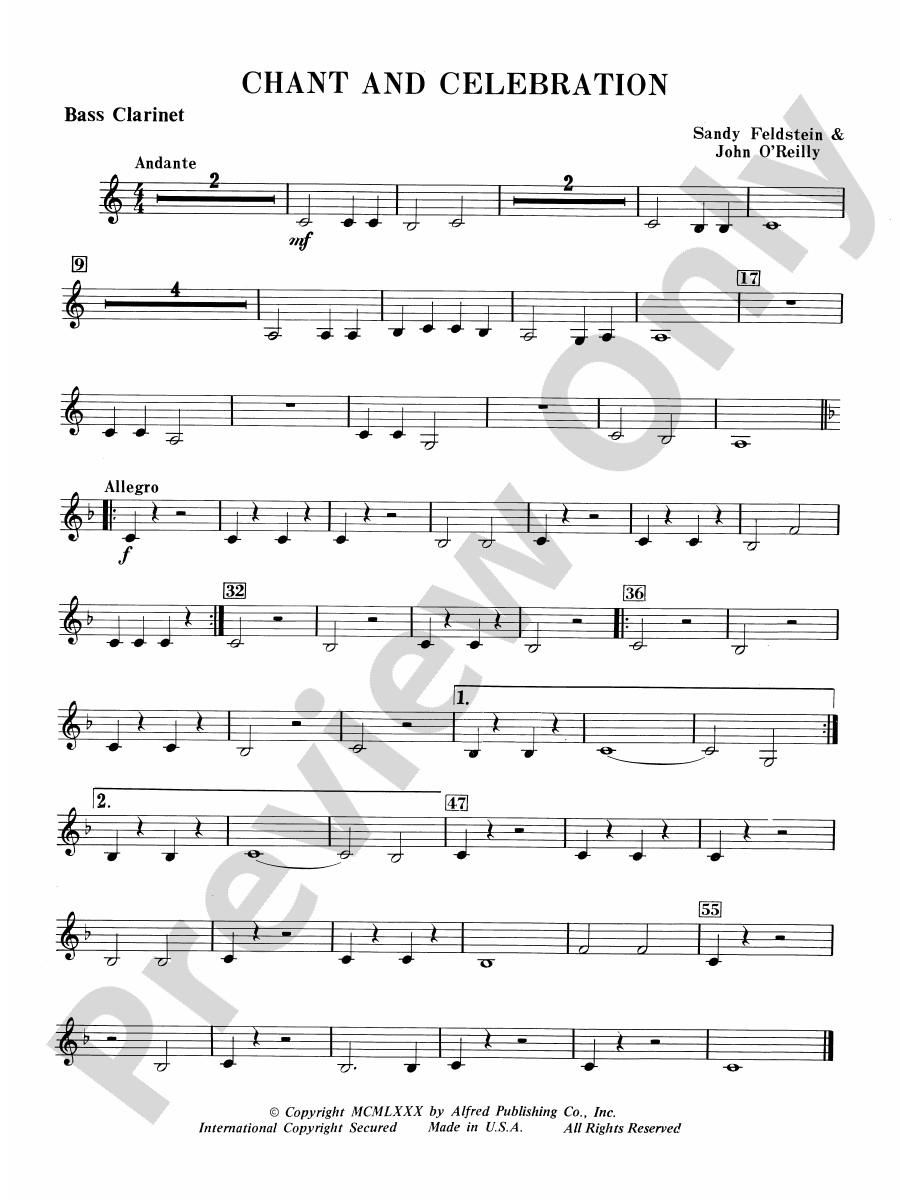Chant and Celebration: B-flat Bass Clarinet: B-flat Bass Clarinet Part ...