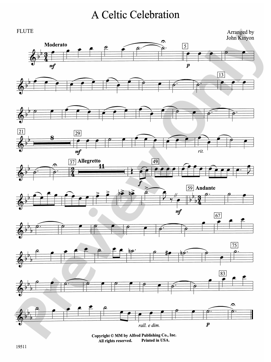 A Celtic Celebration: Flute: Flute Part - Digital Sheet Music Download