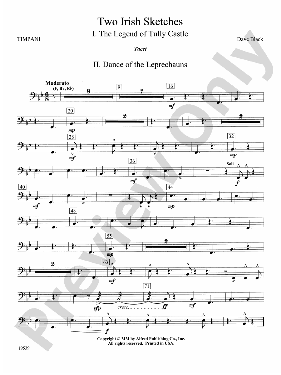 Two Irish Sketches: Timpani: Timpani Part - Digital Sheet Music Download