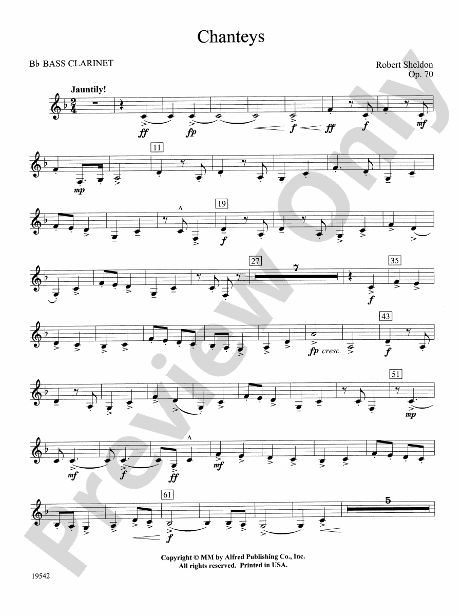 Chanteys: B-flat Bass Clarinet: B-flat Bass Clarinet Part - Digital ...