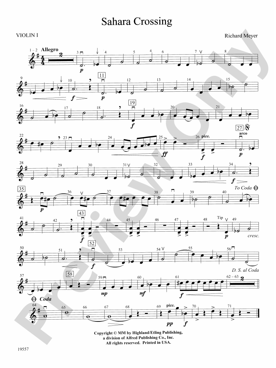 Sahara Crossing: 1st Violin: 1st Violin Part - Digital Sheet Music Download
