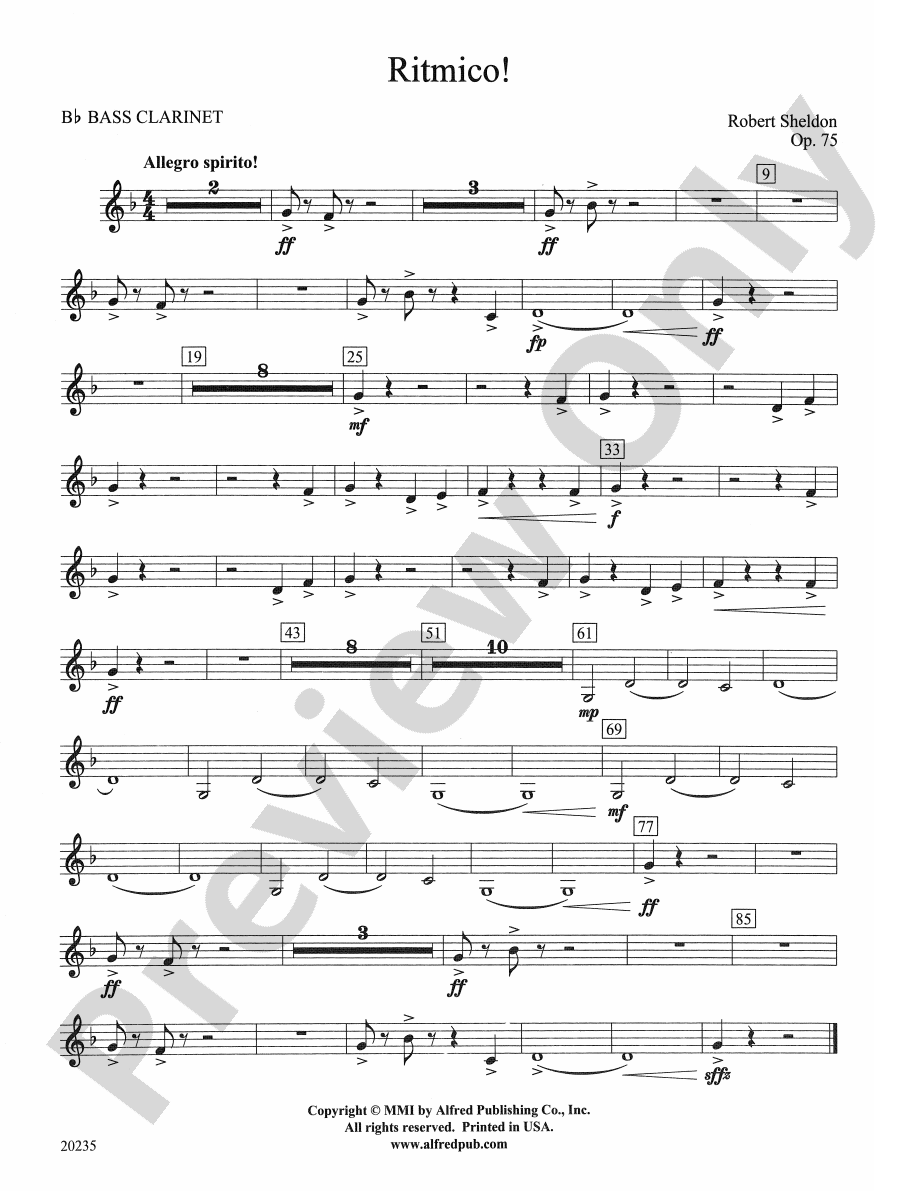 Ritmico!: B-flat Bass Clarinet: B-flat Bass Clarinet Part - Digital Sheet Music Download