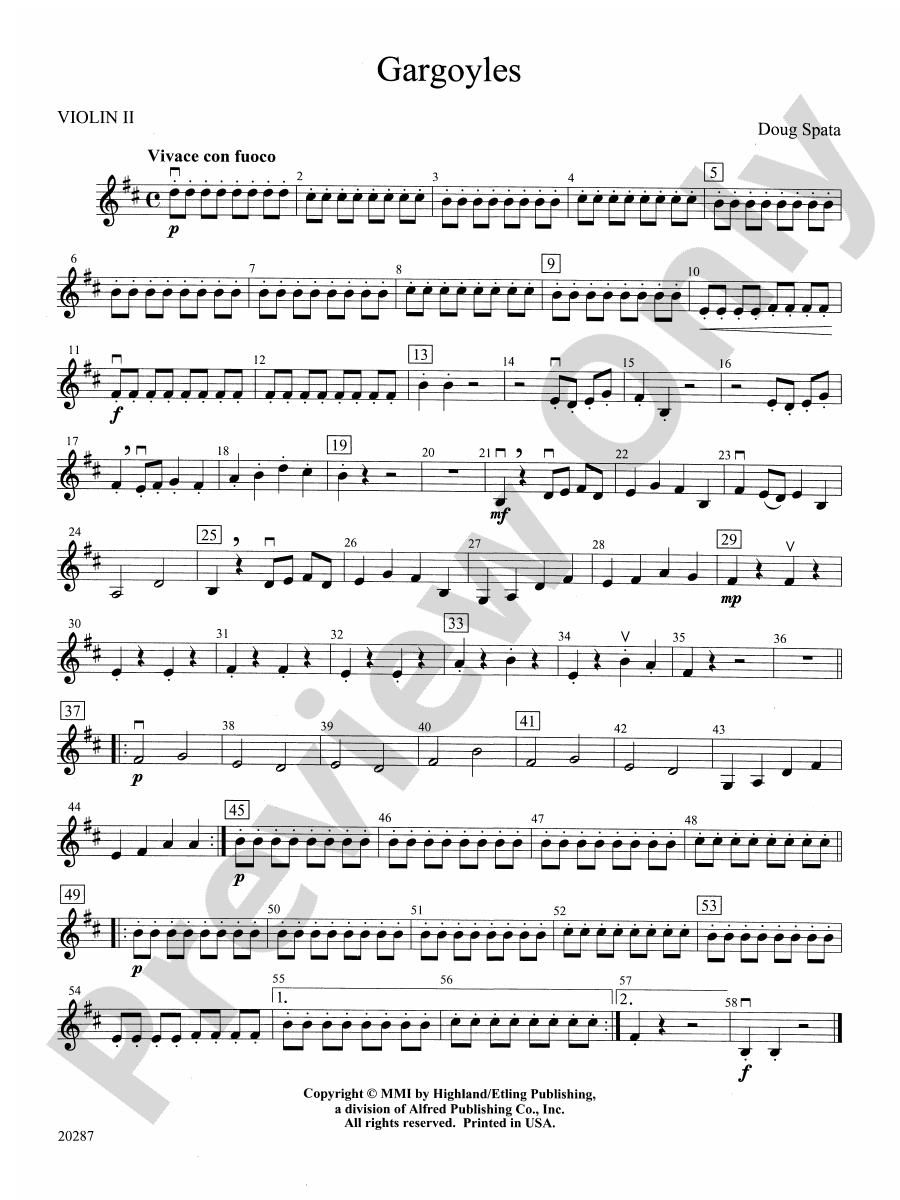 Gargoyles: 2nd Violin: 2nd Violin Part - Digital Sheet Music Download