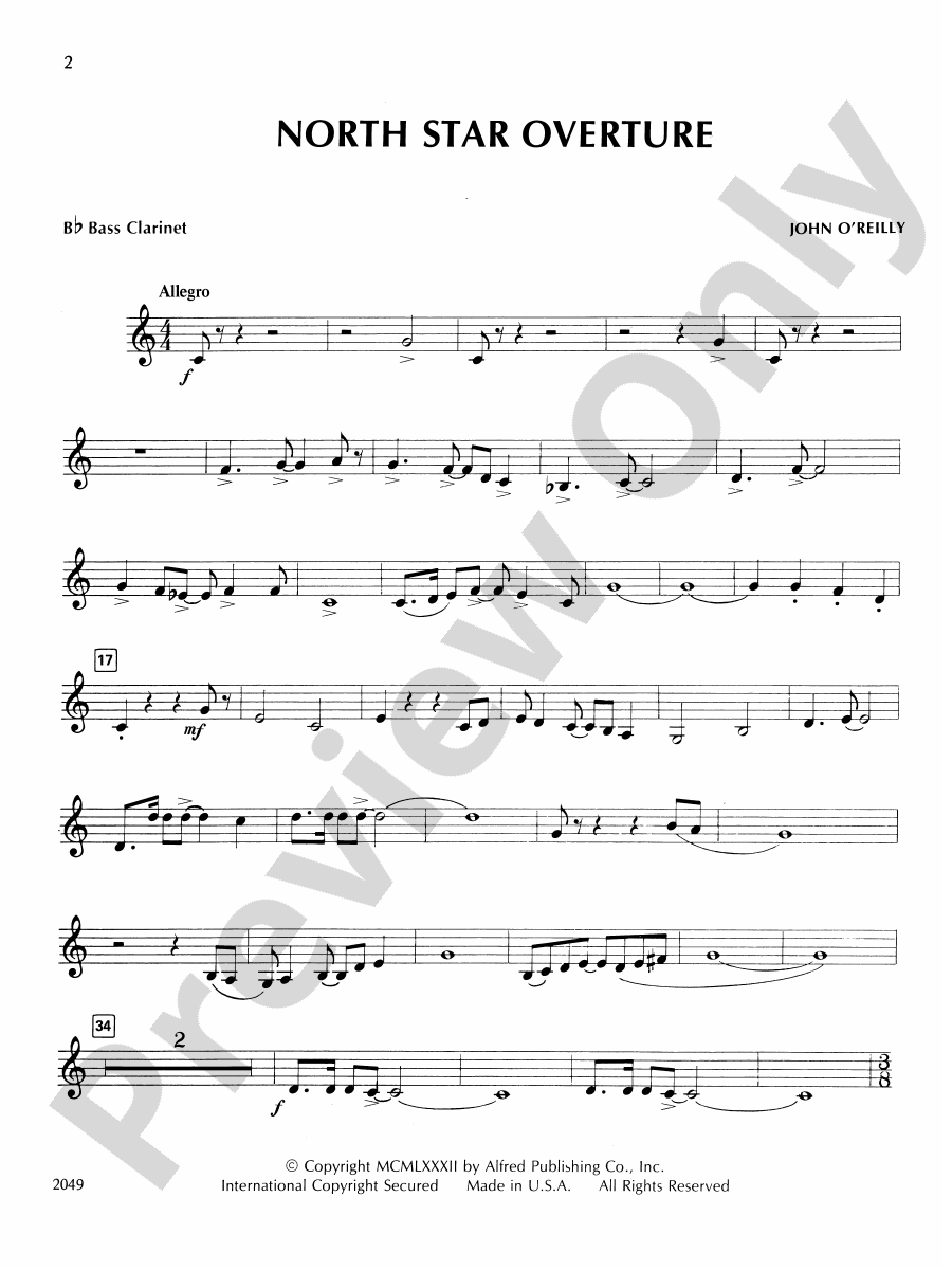 North Star Overture: B-flat Bass Clarinet: B-flat Bass Clarinet Part - Digital Sheet Music Download