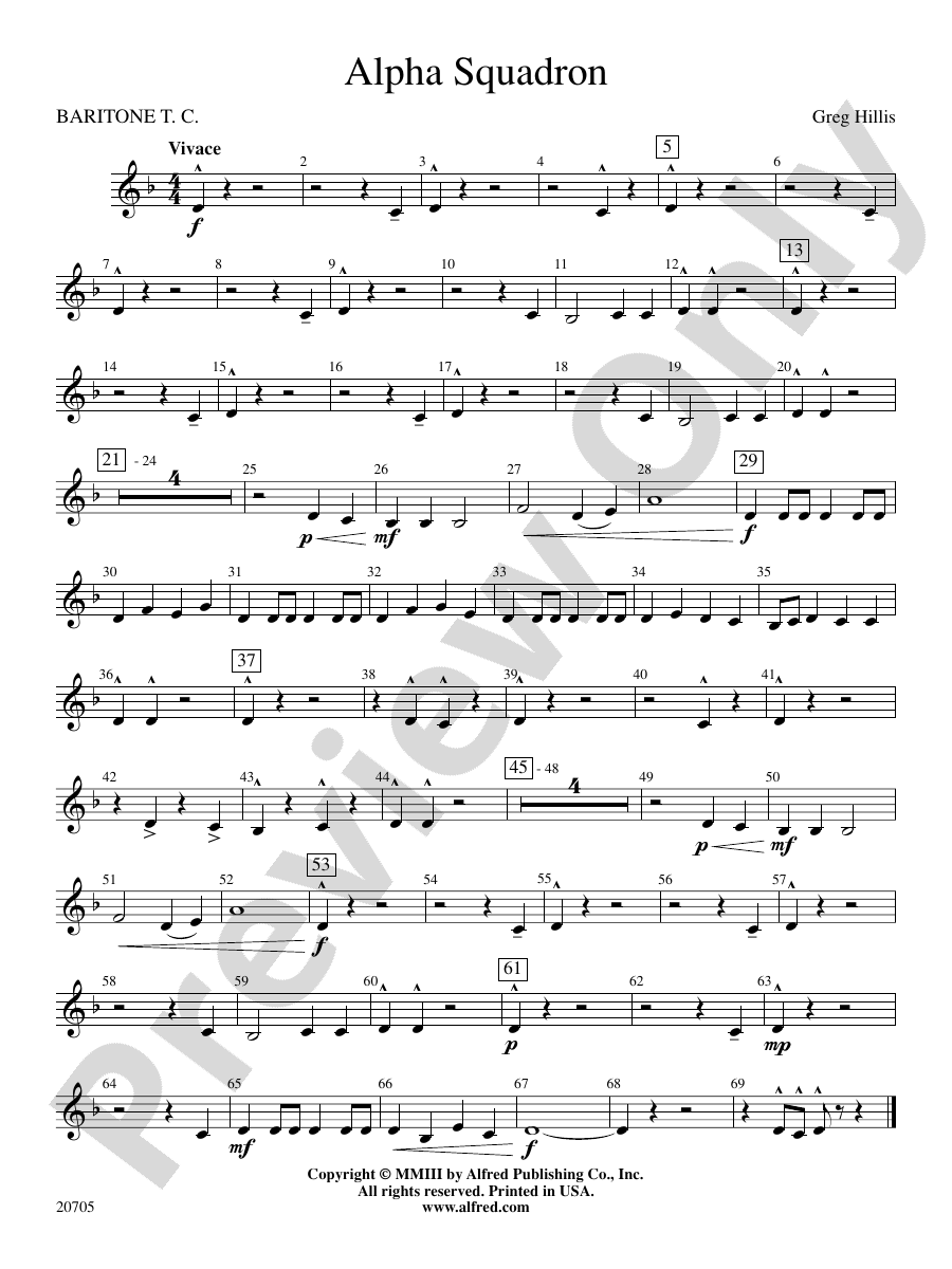 Alpha Squadron: Baritone T.C.: Baritone T.C. Part - Digital Sheet Music Download