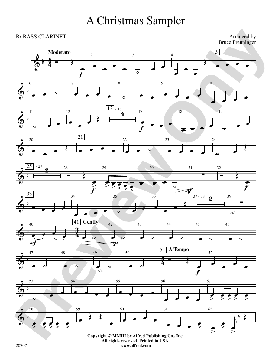 A Christmas Sampler: B-flat Bass Clarinet: B-flat Bass Clarinet Part ...