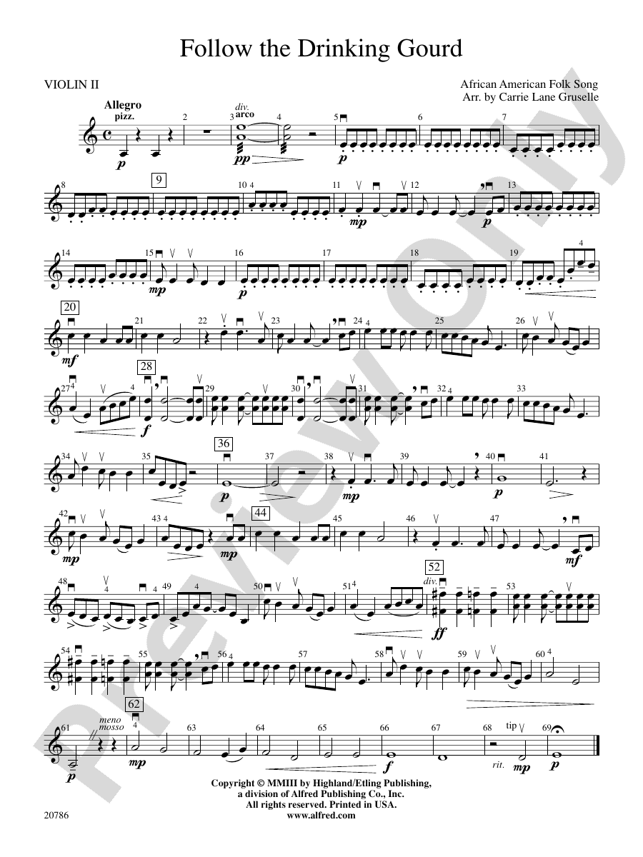 Follow the Drinking Gourd: 2nd Violin: 2nd Violin Part - Digital Sheet ...