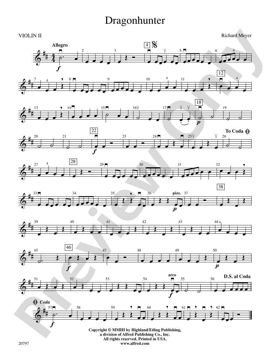 Dragonhunter: 2nd Violin: 2nd Violin Part - Digital Sheet Music Download