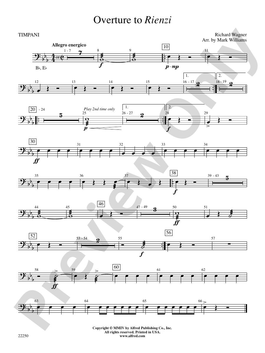 Overture to Rienzi: Timpani: Timpani Part - Digital Sheet Music Download