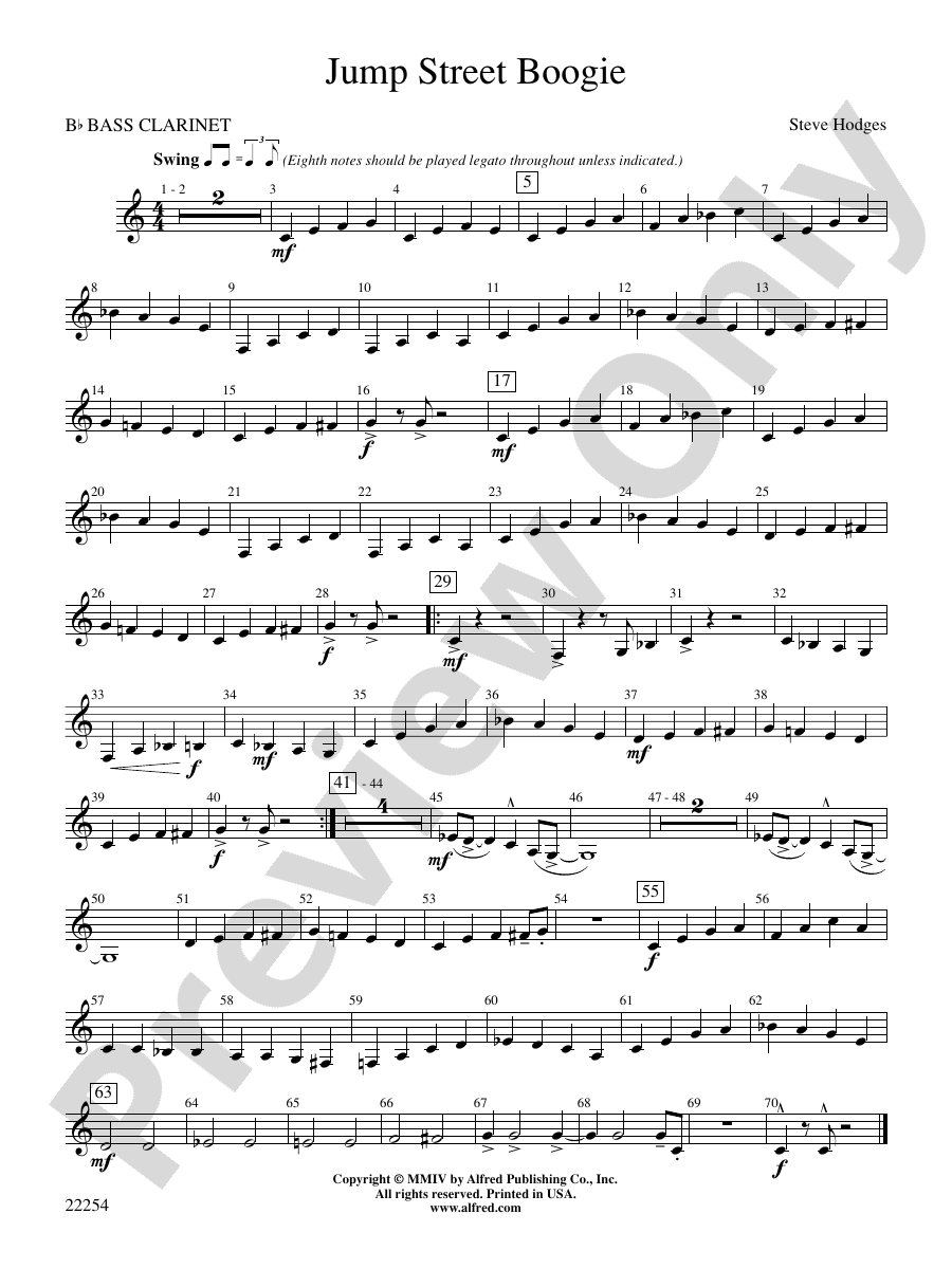 Jump Street Boogie: B-flat Bass Clarinet: B-flat Bass Clarinet Part ...