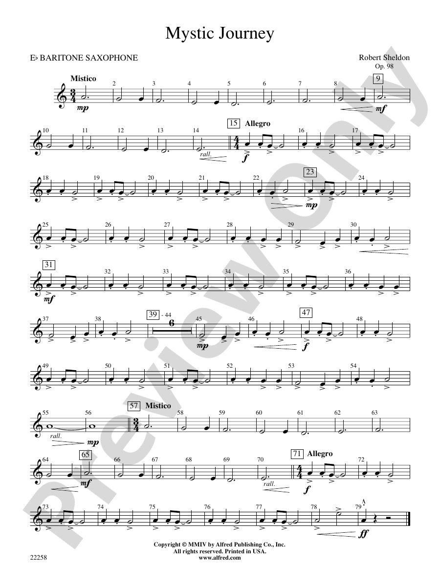 Mystic Journey: E-flat Baritone Saxophone: E-flat Baritone Saxophone ...