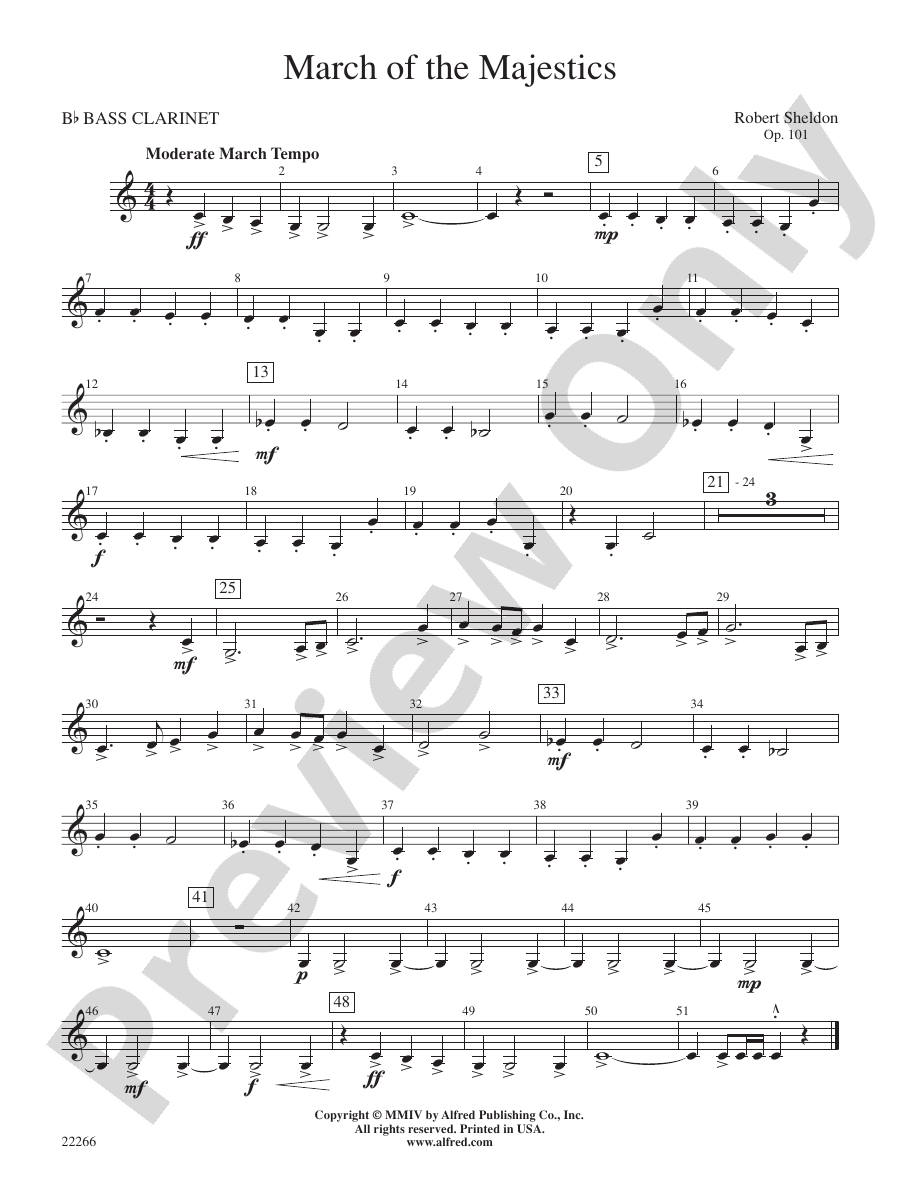 March of the Majestics: B-flat Bass Clarinet: B-flat Bass Clarinet Part ...