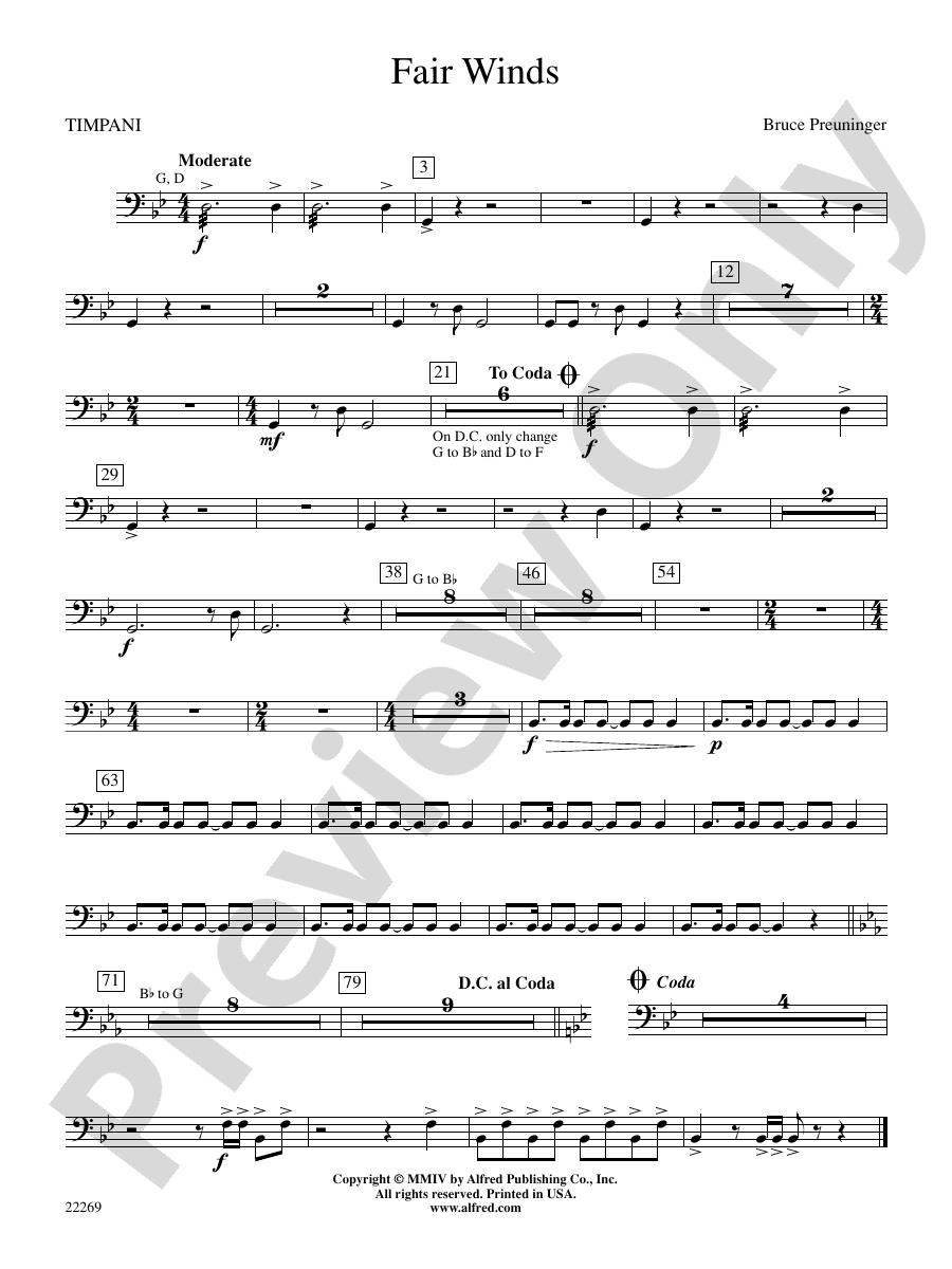 Fair Winds: Timpani: Timpani Part - Digital Sheet Music Download