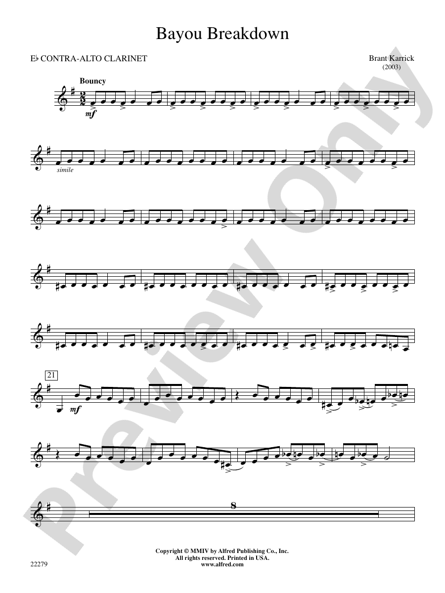 Bayou Breakdown: E-flat Contra-Alto Clarinet: E-flat Contra-Alto Clarinet Part - Digital Sheet ...