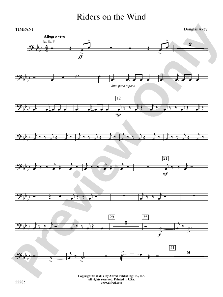 Riders on the Wind: Timpani: Timpani Part - Digital Sheet Music Download