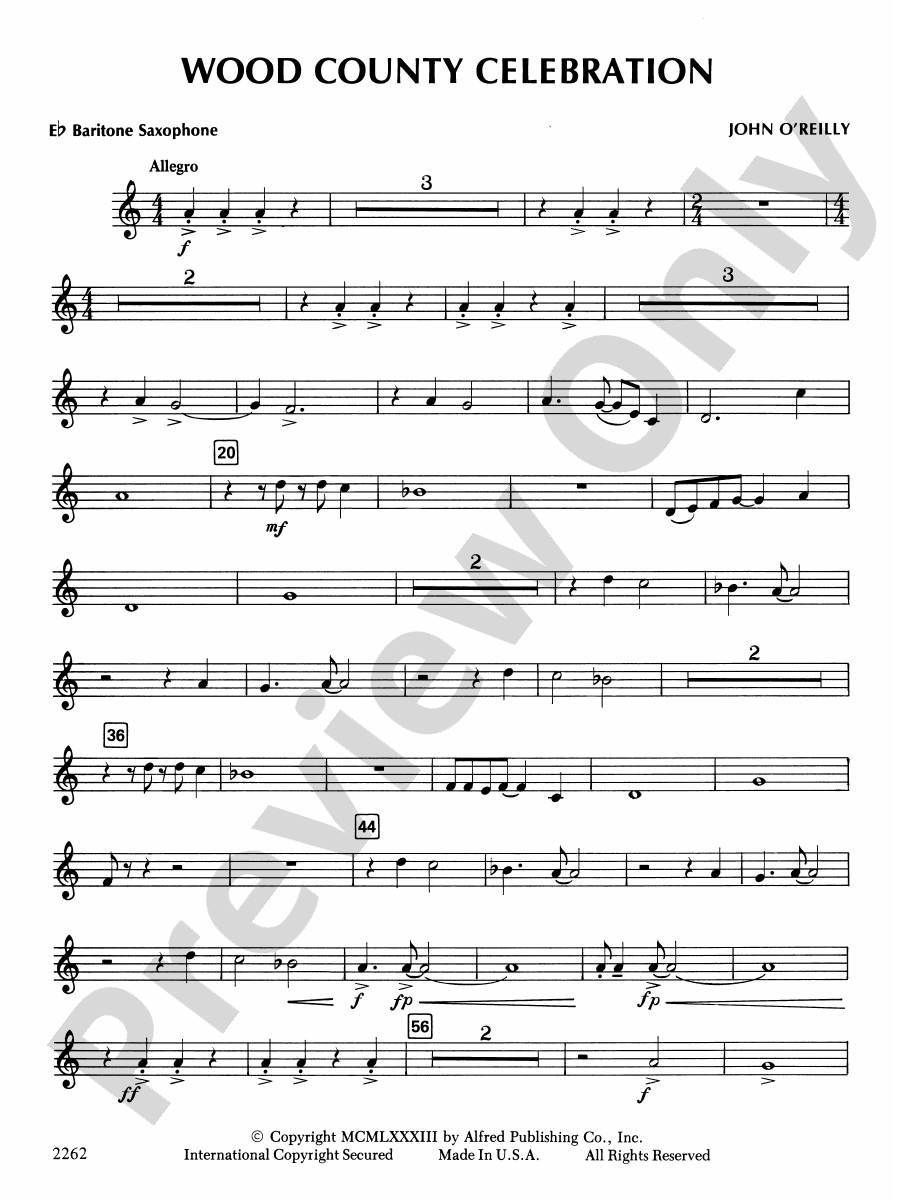 Wood County Celebration: E-flat Baritone Saxophone: E-flat Baritone Saxophone Part - Digital ...