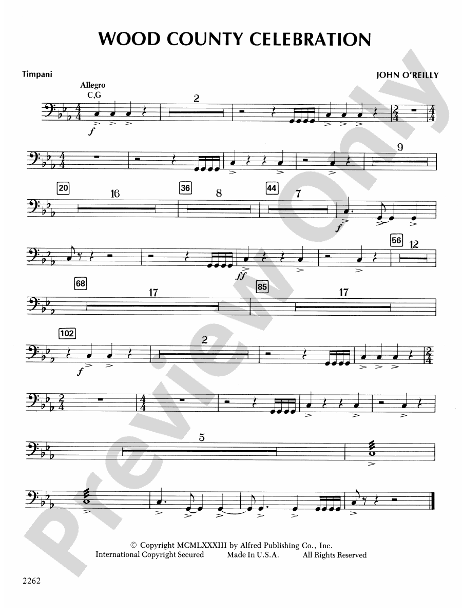 Wood County Celebration: Timpani: Timpani Part - Digital Sheet Music Download