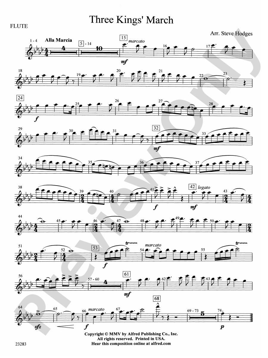 Three Kings' March: Flute: Flute Part - Digital Sheet Music Download