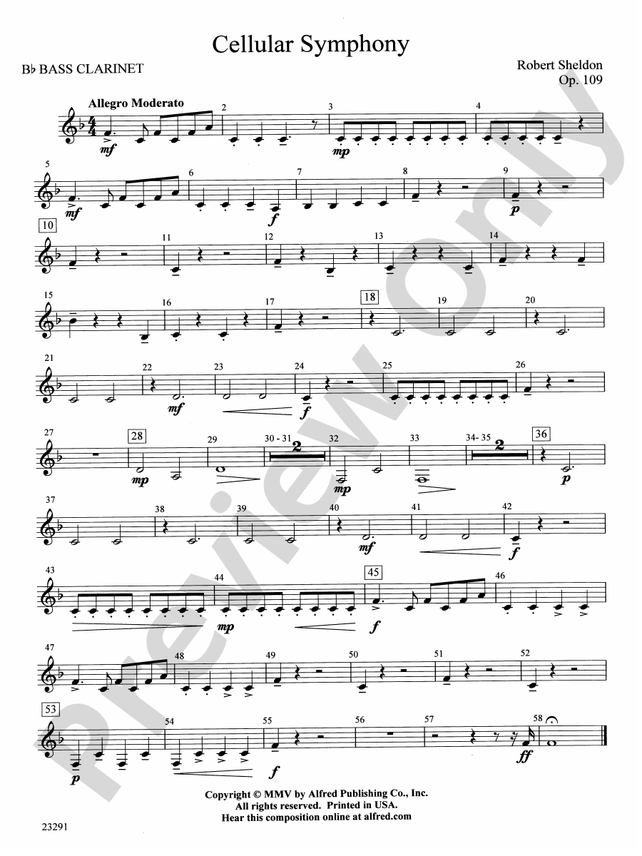 Cellular Symphony: B-flat Bass Clarinet: B-flat Bass Clarinet Part ...