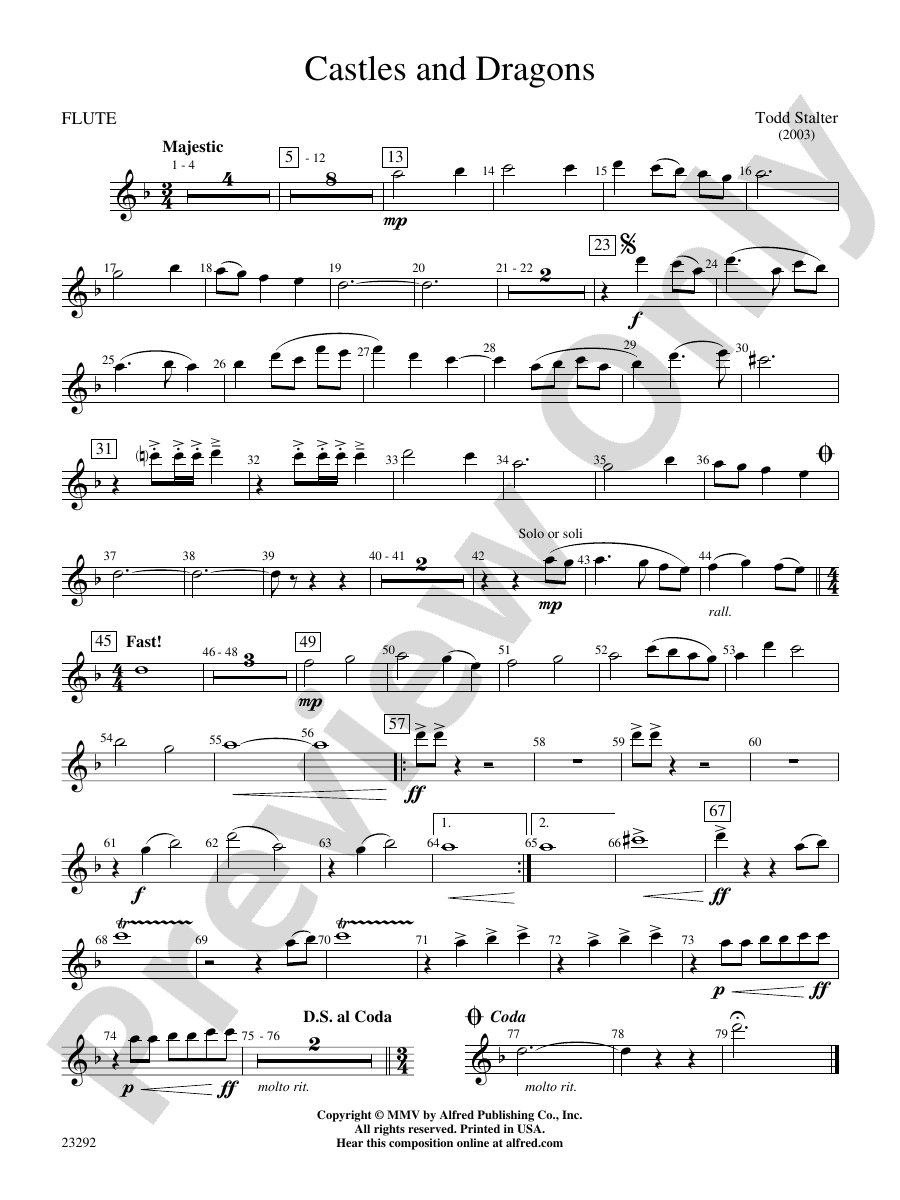 Castles and Dragons: Flute: Flute Part - Digital Sheet Music Download