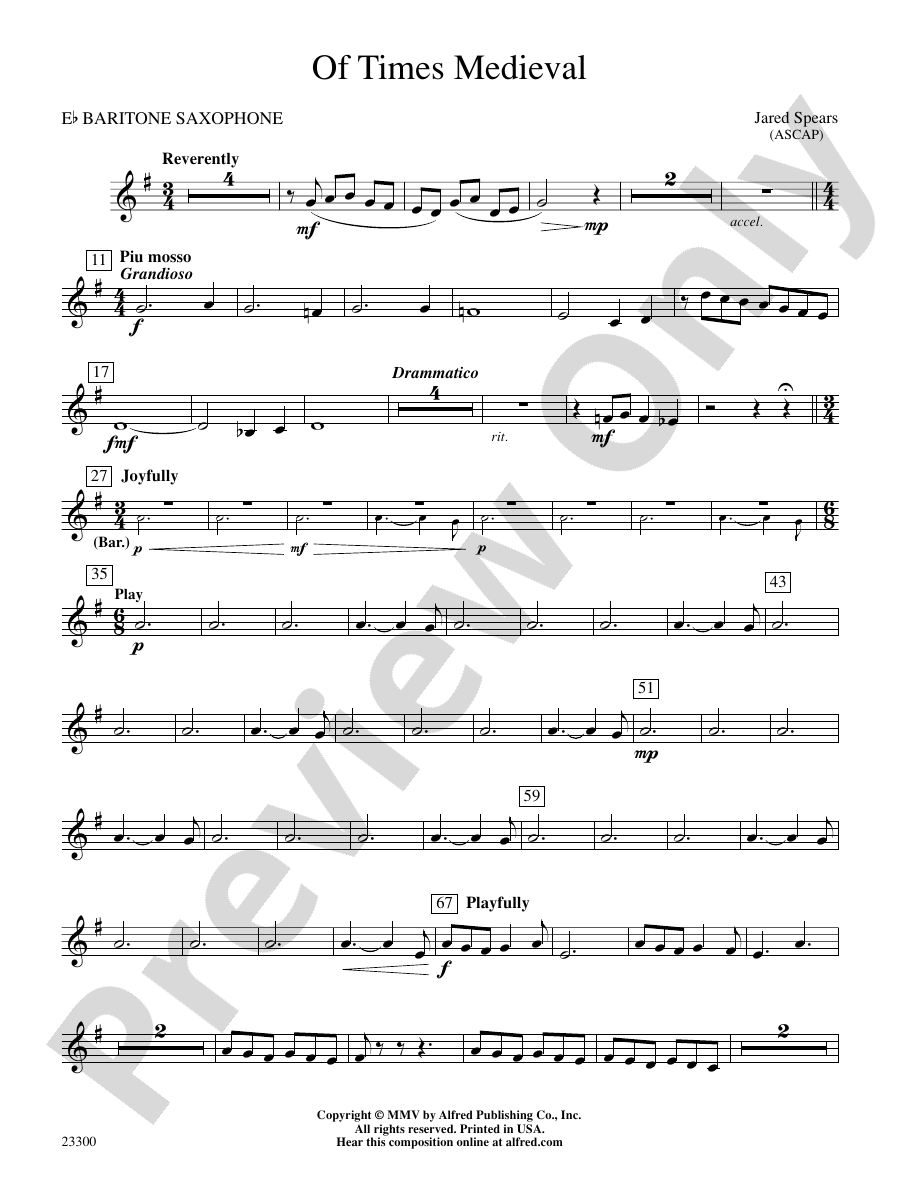 Of Times Medieval: E-flat Baritone Saxophone: E-flat Baritone Saxophone ...