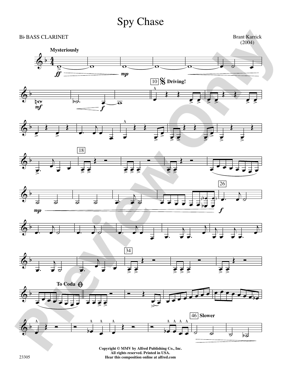 Spy Chase: B-flat Bass Clarinet: B-flat Bass Clarinet Part - Digital ...