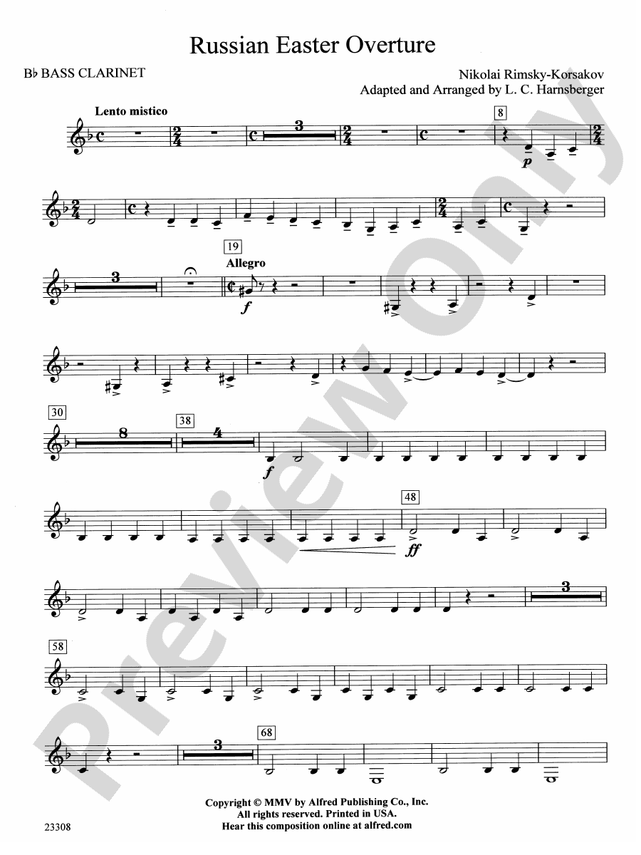 Russian Easter Overture: B-flat Bass Clarinet: B-flat Bass Clarinet ...