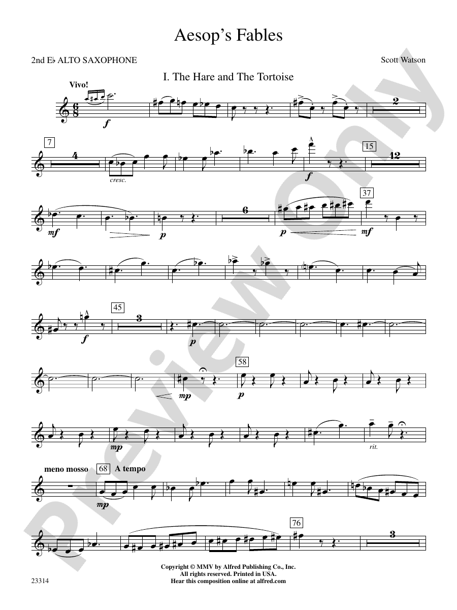 Aesop's Fables: 2nd E-flat Alto Saxophone: 2nd E-flat Alto Saxophone ...