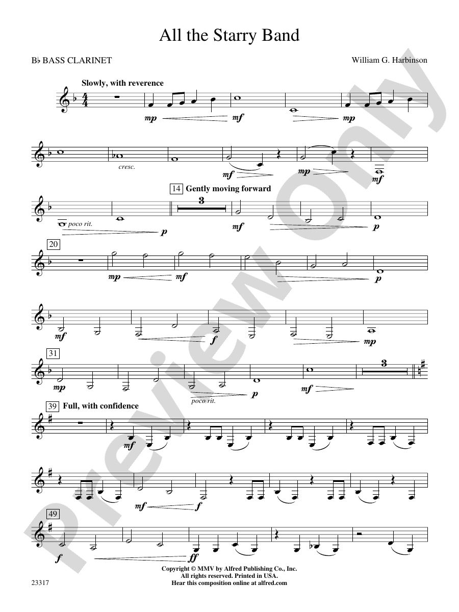 All the Starry Band: B-flat Bass Clarinet: B-flat Bass Clarinet Part ...