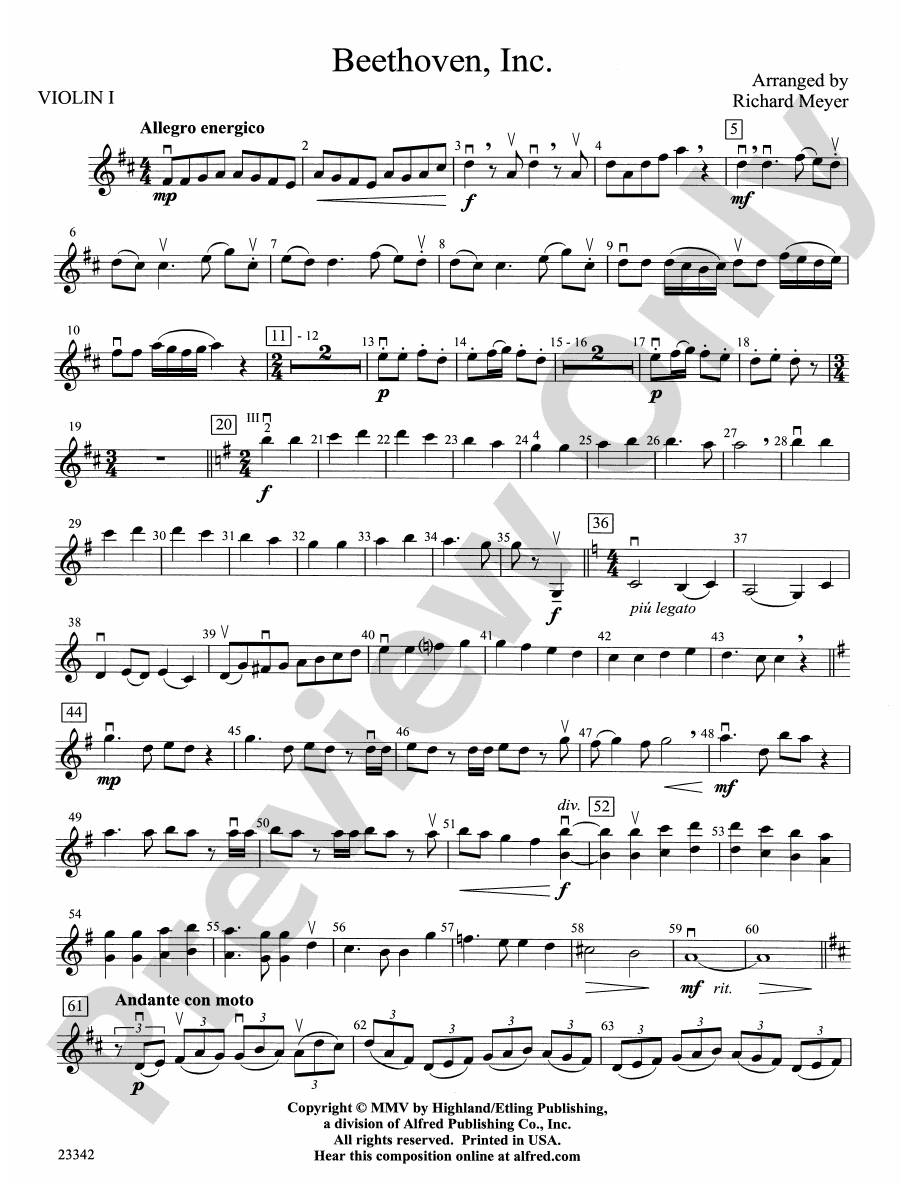 Beethoven, Inc.: 1st Violin: 1st Violin Part - Digital Sheet Music Download
