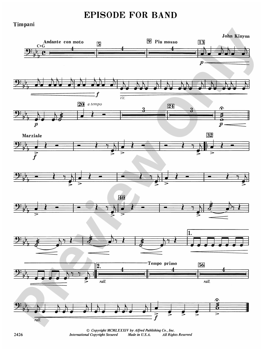 Episode for Band: Timpani: Timpani Part - Digital Sheet Music Download