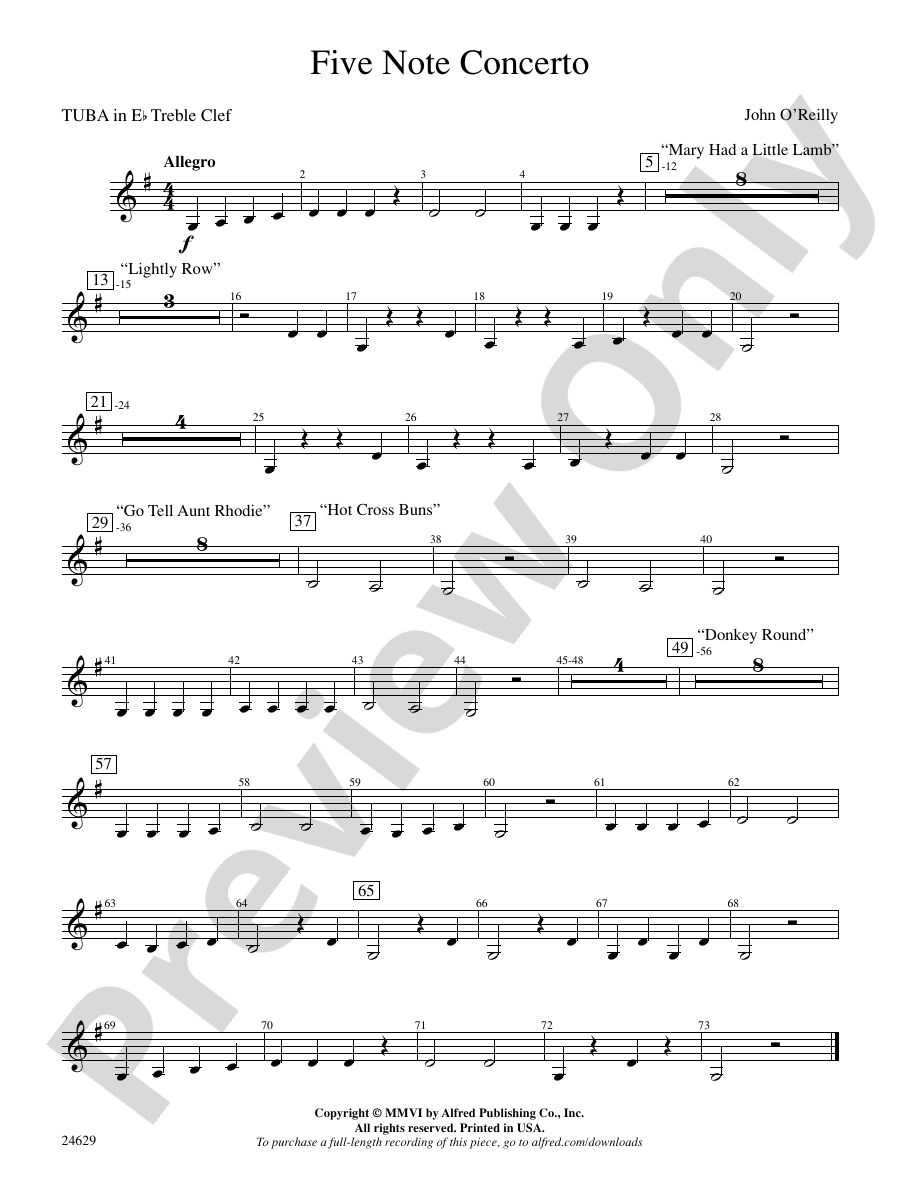 Five-Note Concerto: (wp) E-flat Tuba T.C.: (wp) E-flat Tuba T.C. World ...