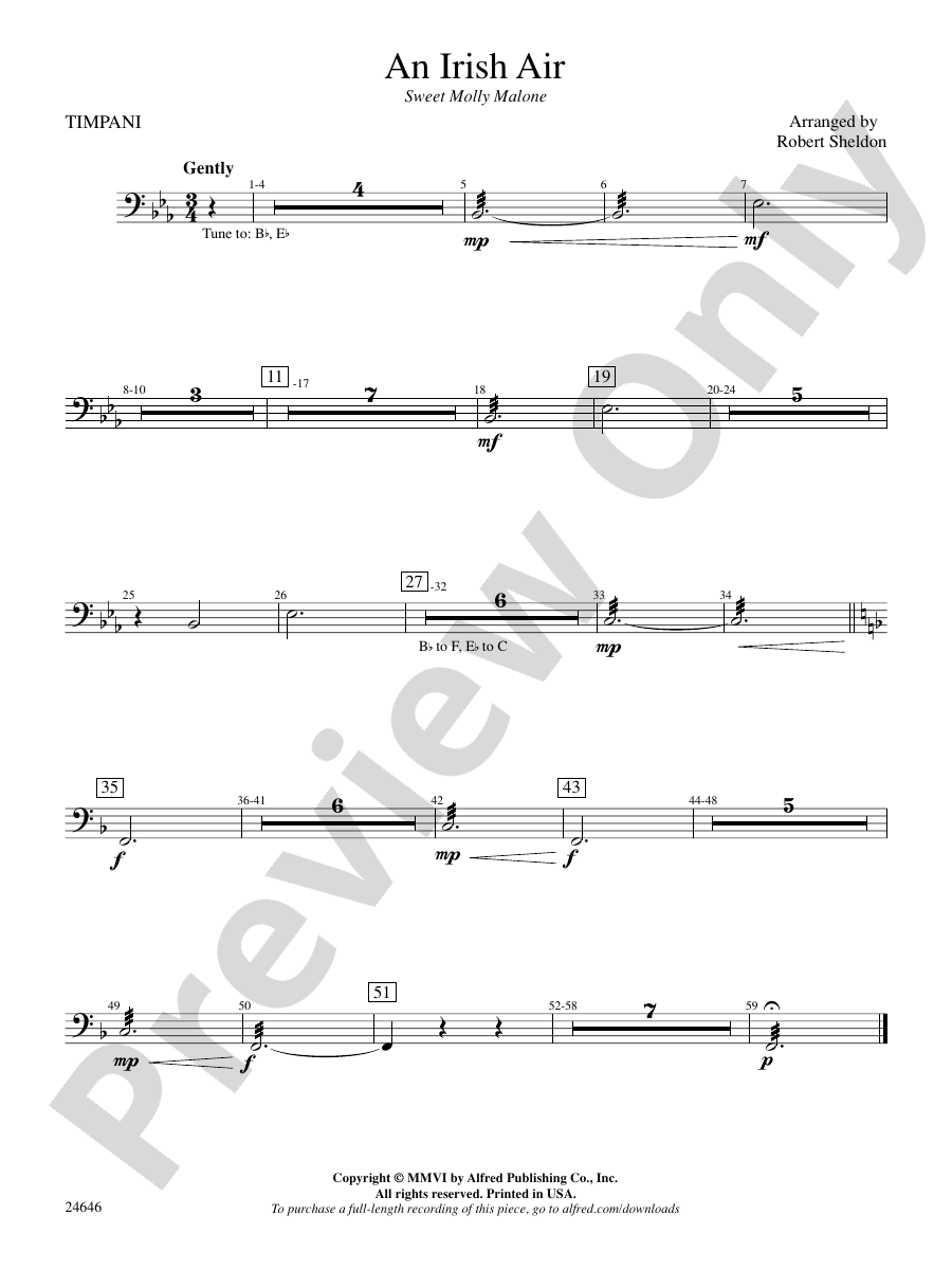 An Irish Air: Timpani: Timpani Part - Digital Sheet Music Download