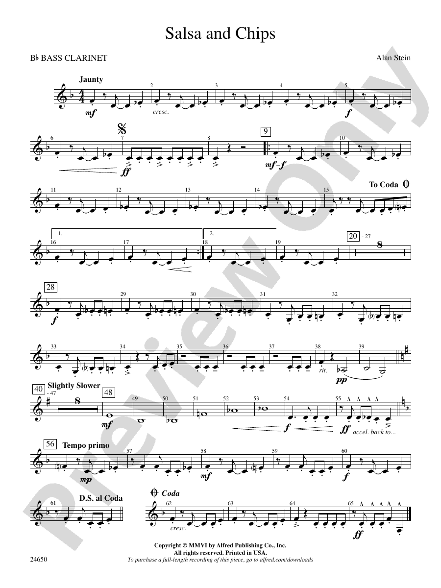Salsa and Chips: B-flat Bass Clarinet: B-flat Bass Clarinet Part ...
