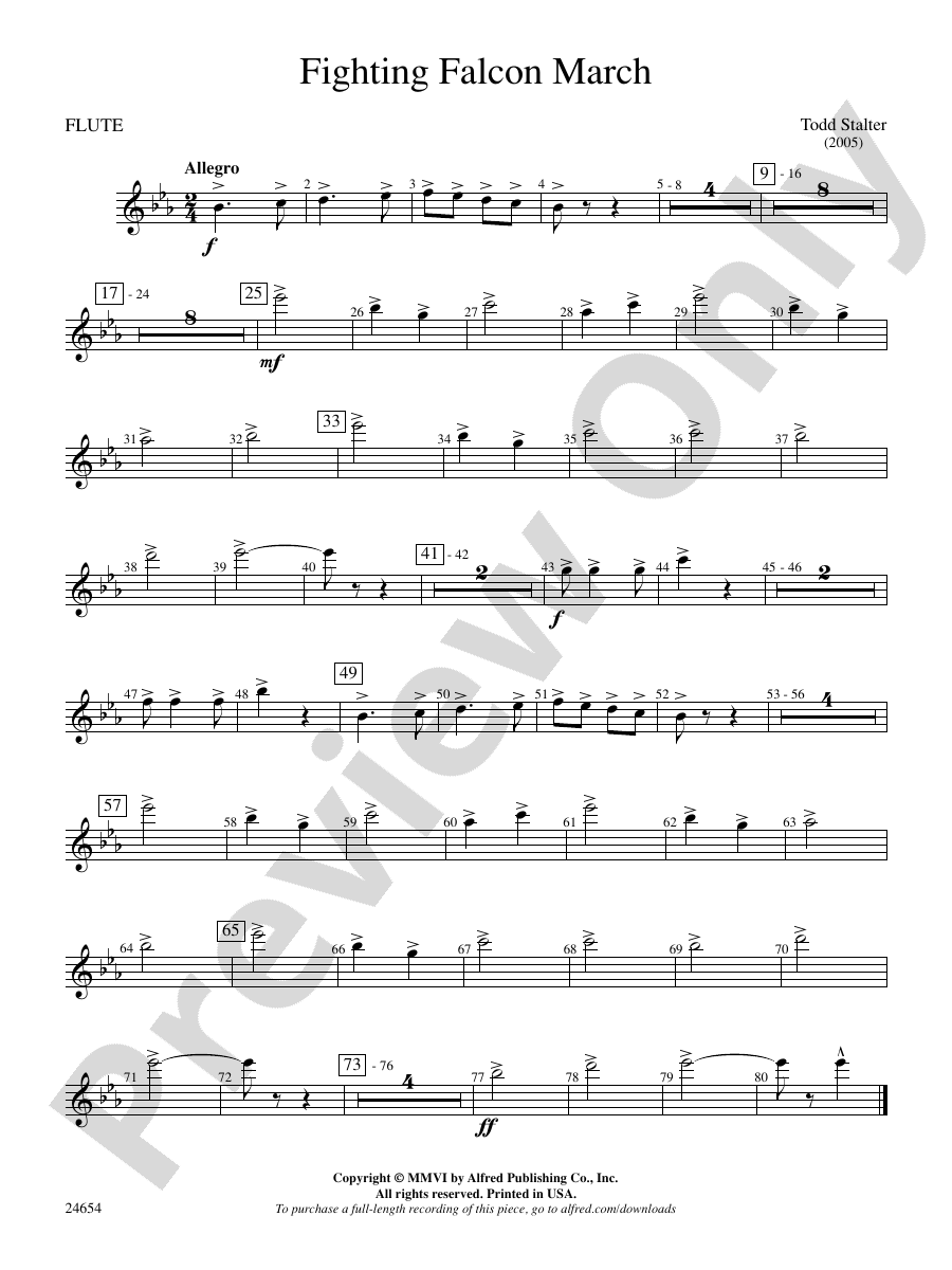 Fighting Falcon March: Flute: Flute Part - Digital Sheet Music Download
