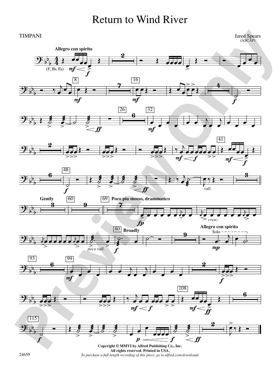 Return to Wind River: Timpani: Timpani Part - Digital Sheet Music Download