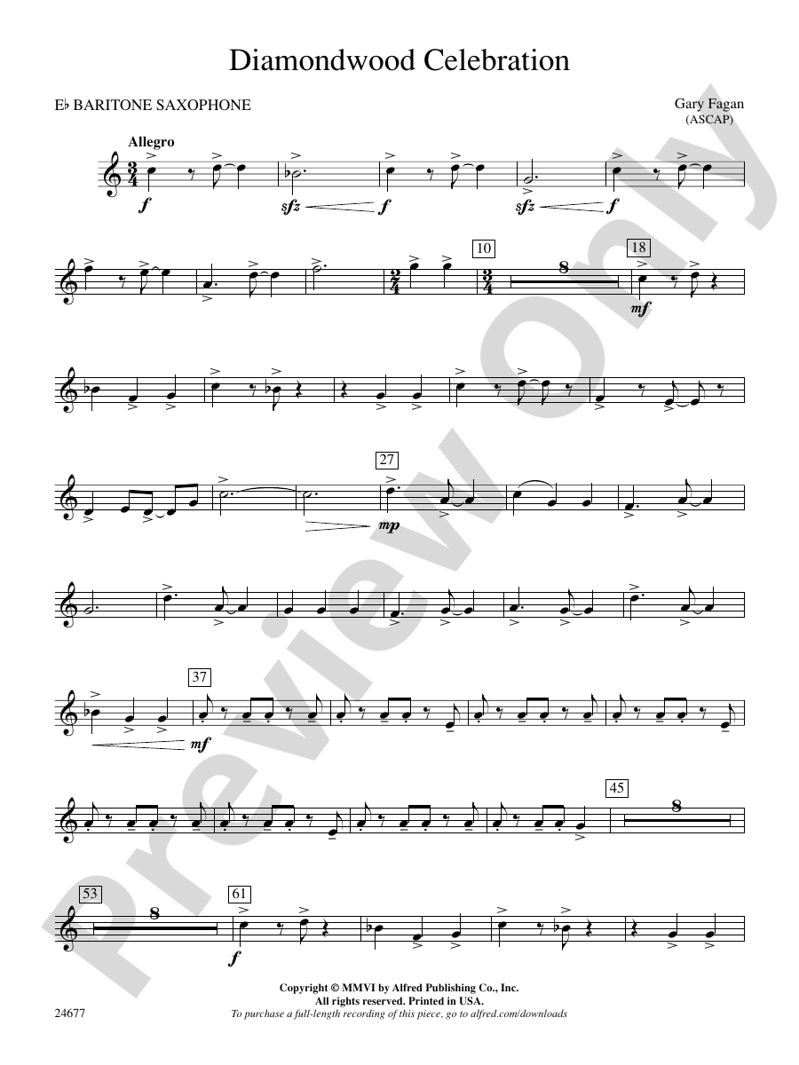 Diamondwood Celebration: E-flat Baritone Saxophone: E-flat Baritone Saxophone Part - Digital ...