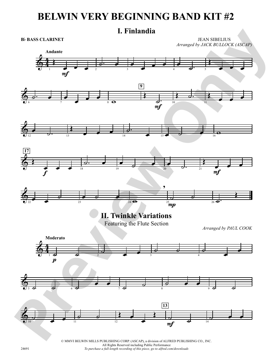 Belwin Very Beginning Band Kit #2: B-flat Bass Clarinet: B-flat Bass ...