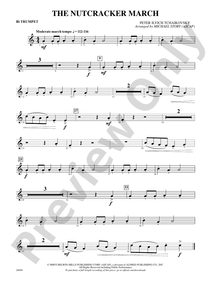The Nutcracker March: 1st B-flat Trumpet: 1st B-flat Trumpet Part - Digital Sheet Music Download