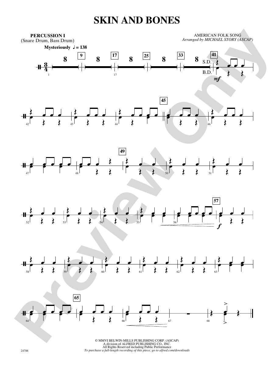 Skin and Bones: 1st Percussion: 1st Percussion Part - Digital Sheet ...