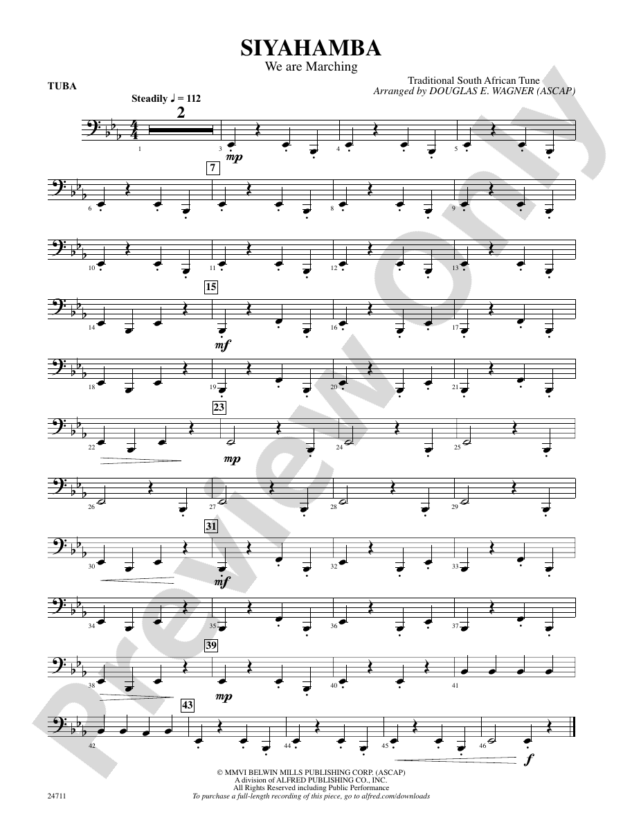 Siyahamba (We Are Marching): Tuba: Tuba Part - Digital Sheet Music Download