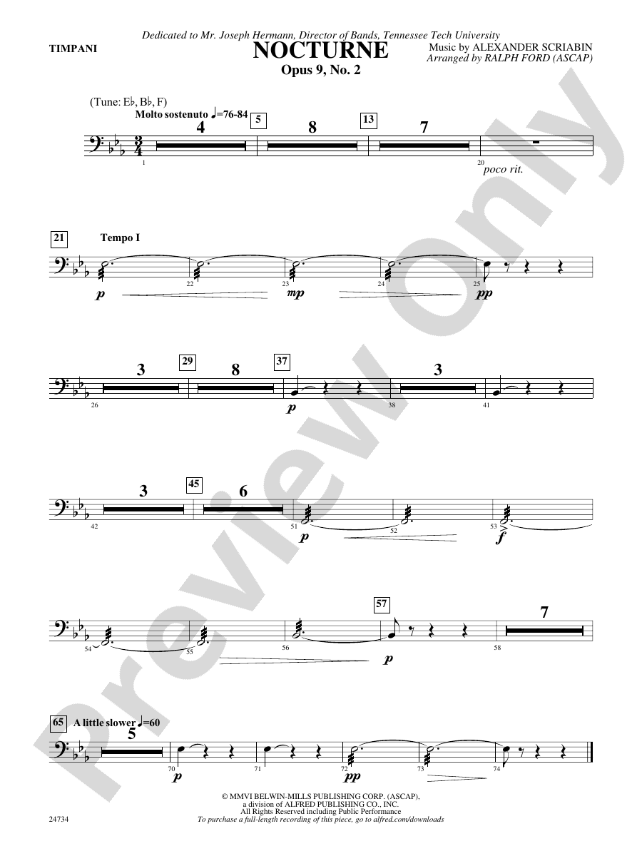 Nocturne (Opus 9, No. 2): Timpani: Timpani Part - Digital Sheet Music ...