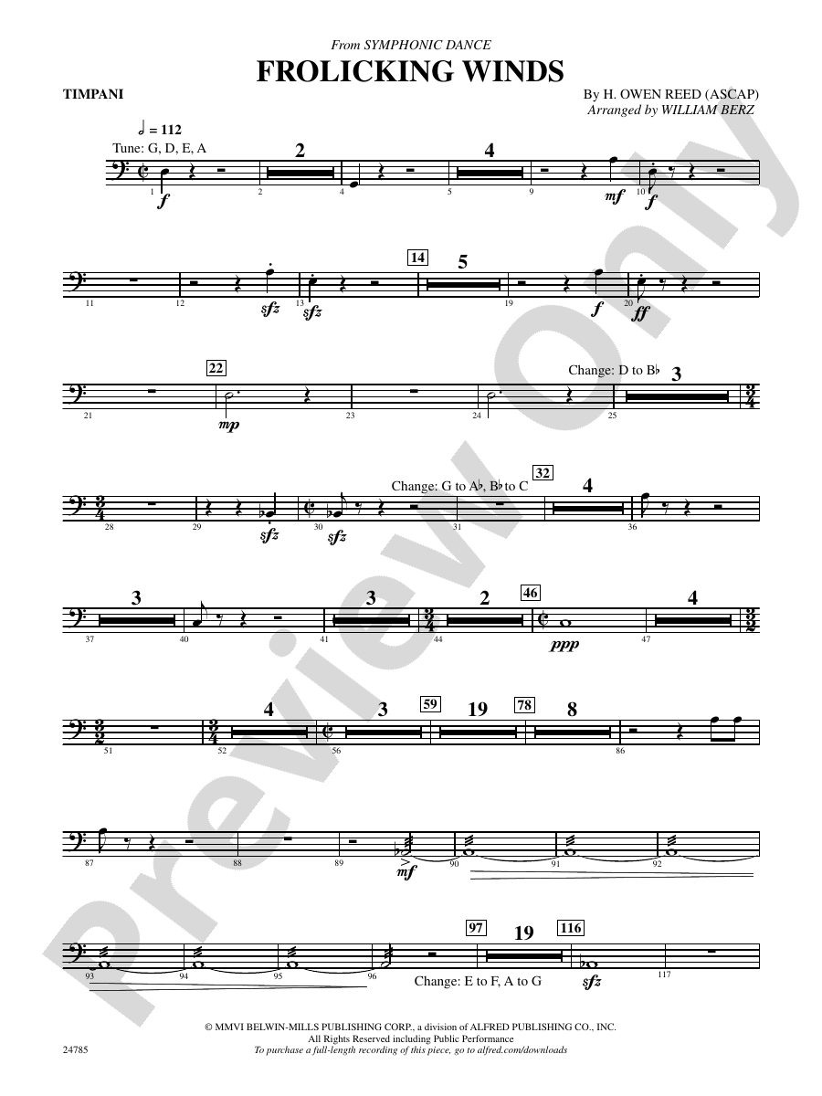 Frolicking Winds (from Symphonic Dance): Timpani: Timpani Part ...