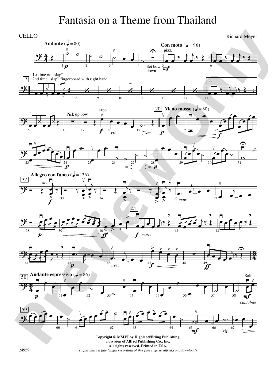 Fantasia on a Theme from Thailand: Cello: Cello Part - Digital Sheet ...