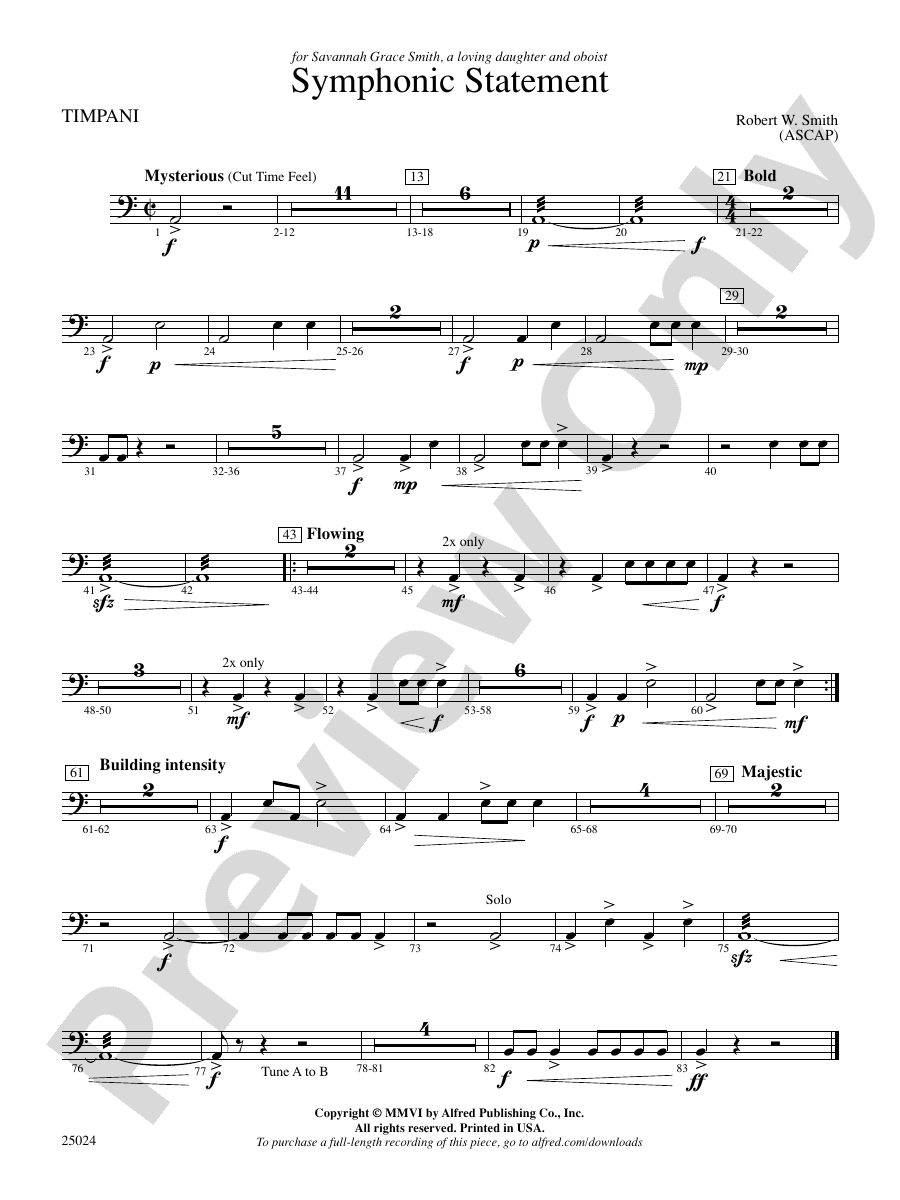 Symphonic Statement: Timpani: Timpani Part - Digital Sheet Music Download